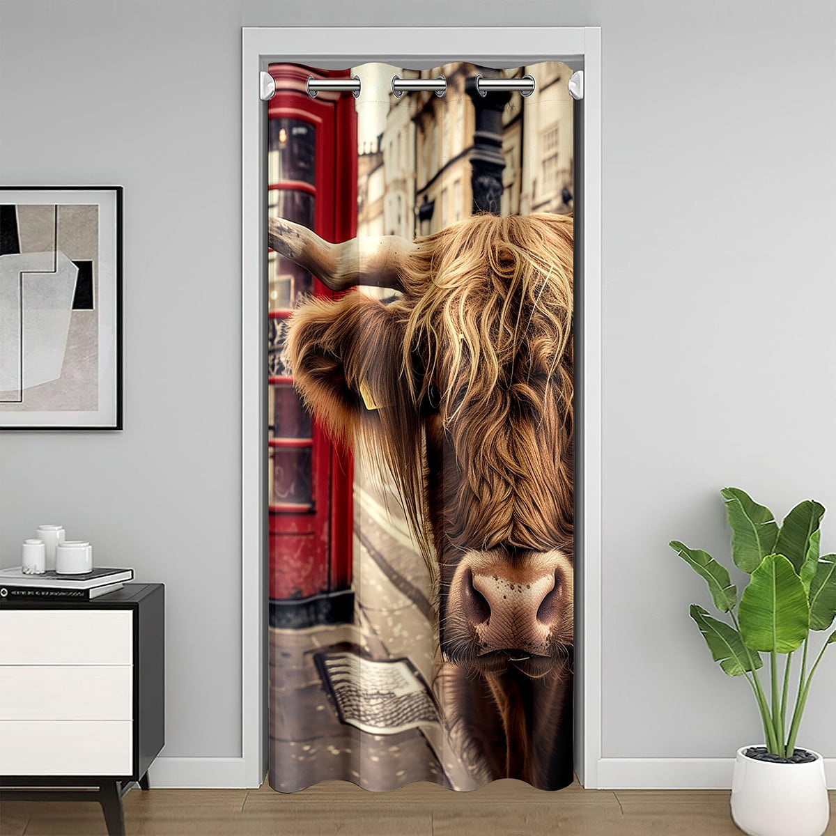 Retro Cattle Door Drape For Adults Men Women,Funny Highland Cow Door ...