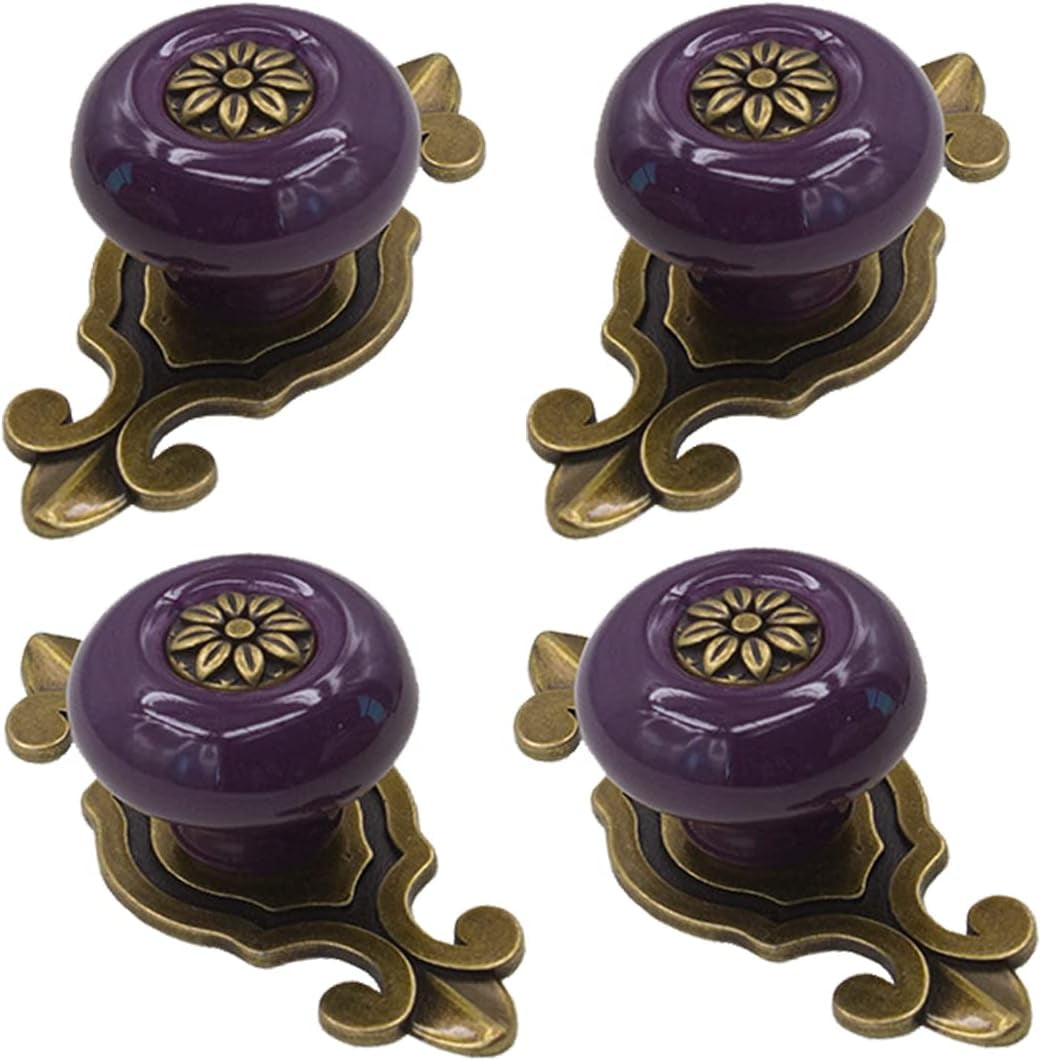 Retro Ceramic Cabinet Knobs, [4 Pack] Vintage Antique Drawer Knobs with ...