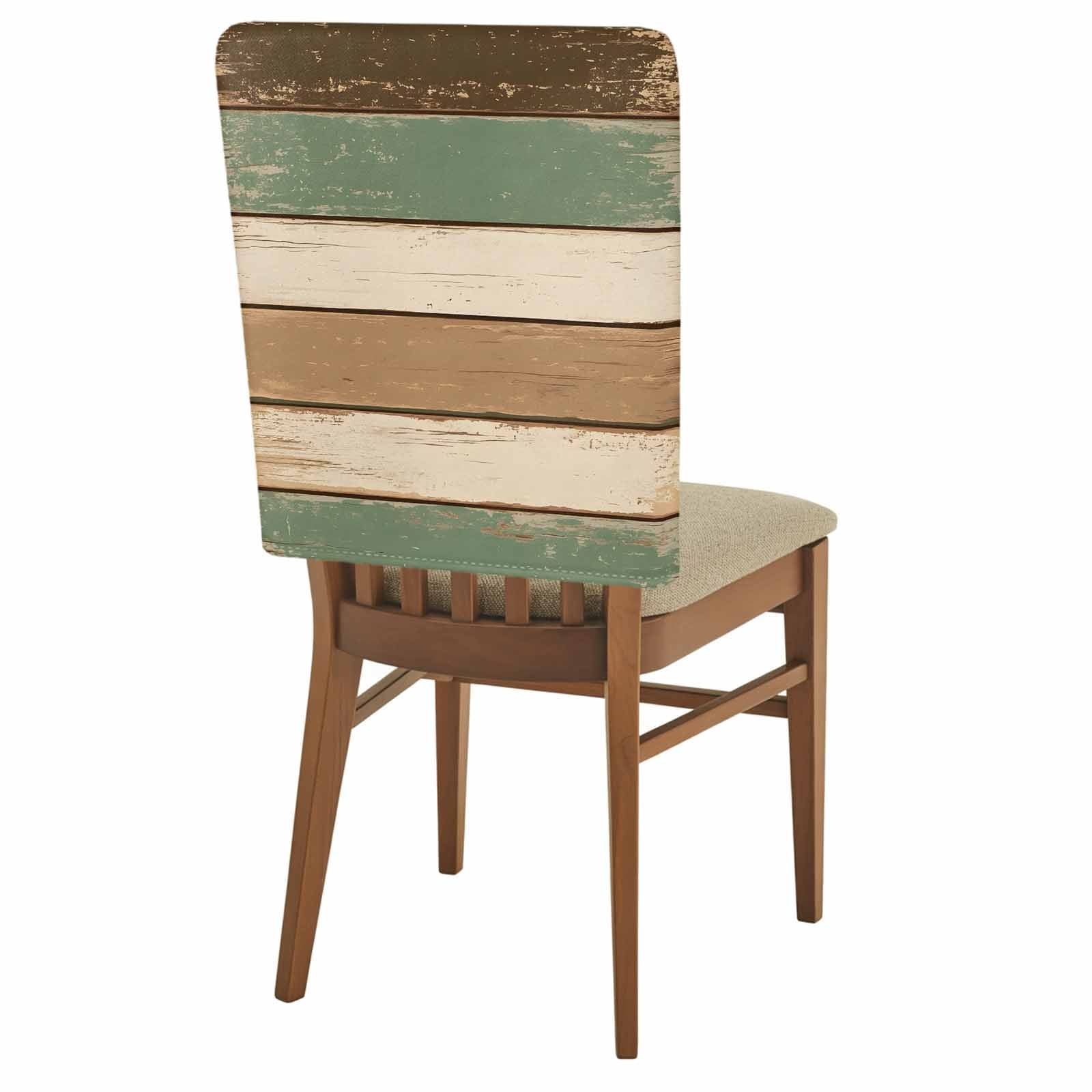 Retro Chair Back Covers Set of 1, Brown Green Stripe Antique Wood ...