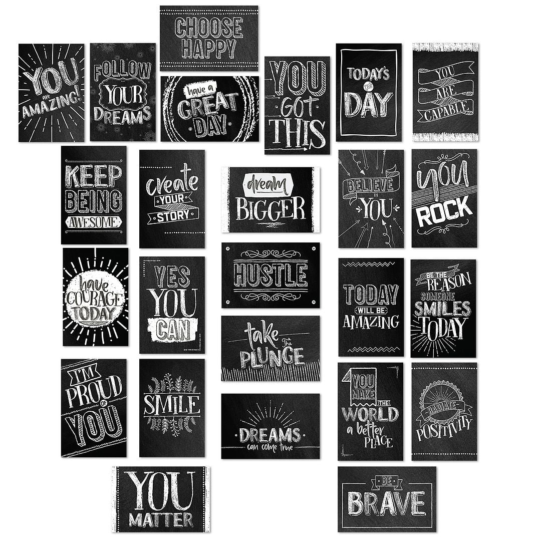 Retro Chalkboard Motivational Quote Postcards / 25 Decorative Postcards ...