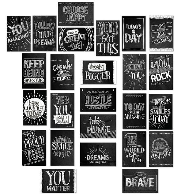 Retro Chalkboard Motivational Quote Postcards / 25 Decorative Postcards ...
