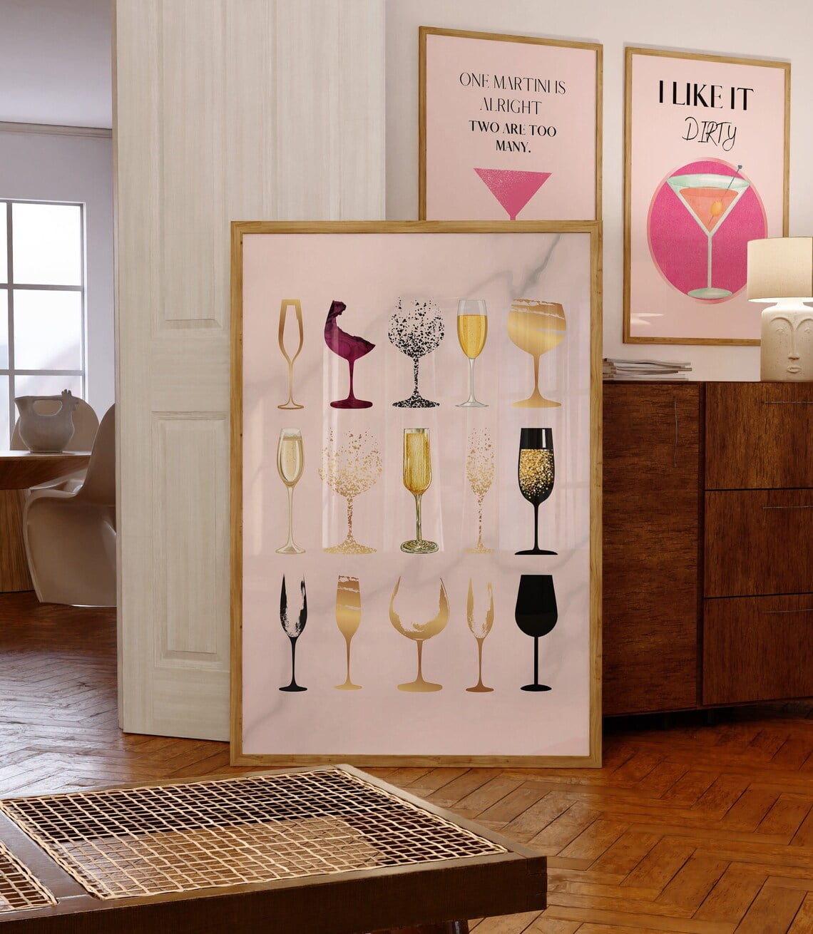 Retro Champagne Poster-Aesthetic Girly Bar Cart Art-Preppy Trendy ...