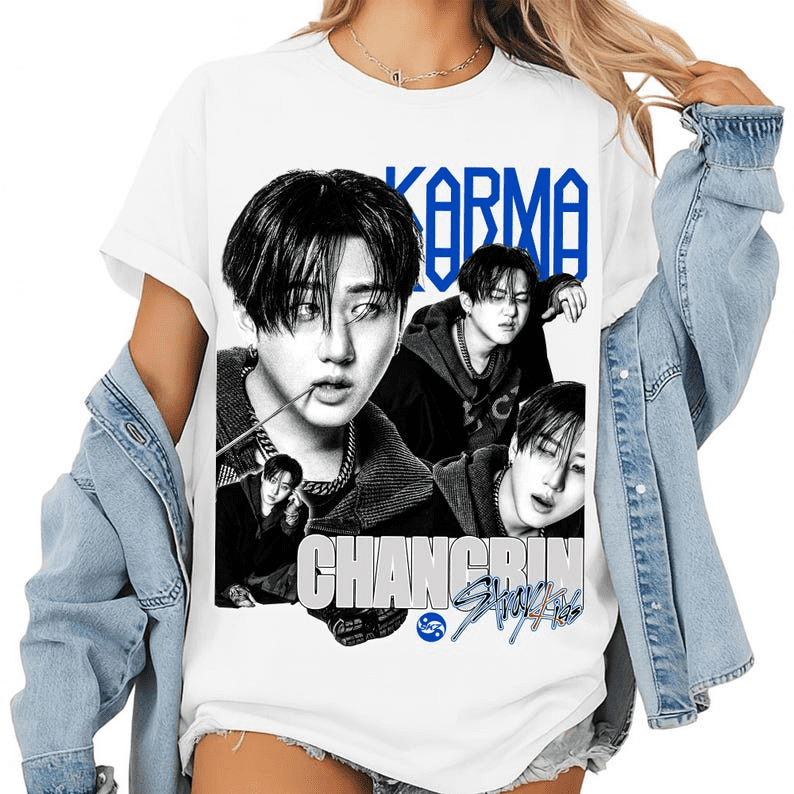 Retro Changbin Kpop T-Shirt, Stray Kids Karma Album Shirt, dominATE ...