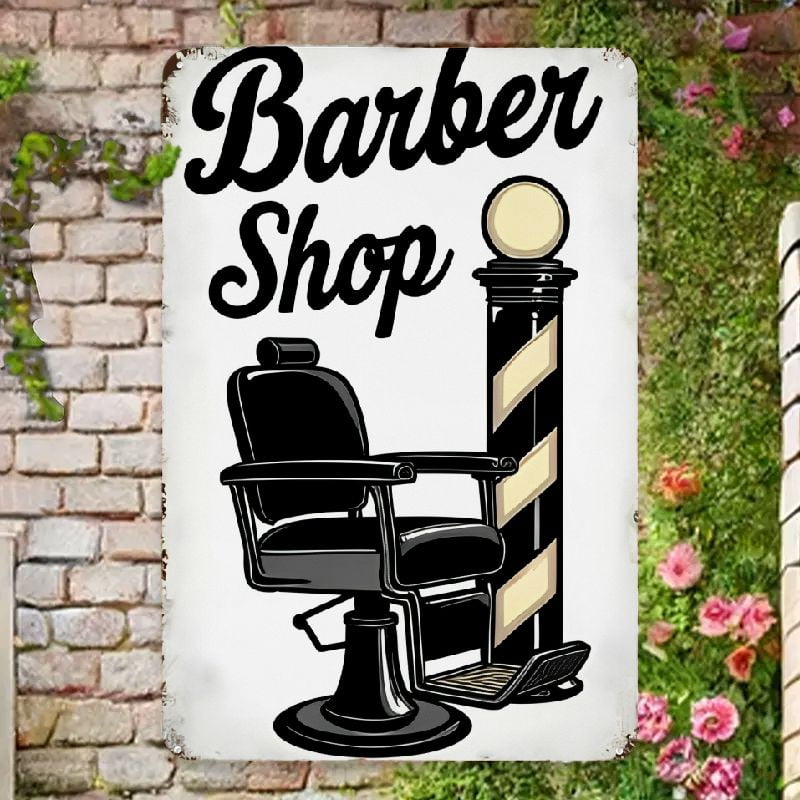 [Retro Charm] Vintage Barber Shop Metal Tin Sign - 8x12 Inch Retro Wall ...