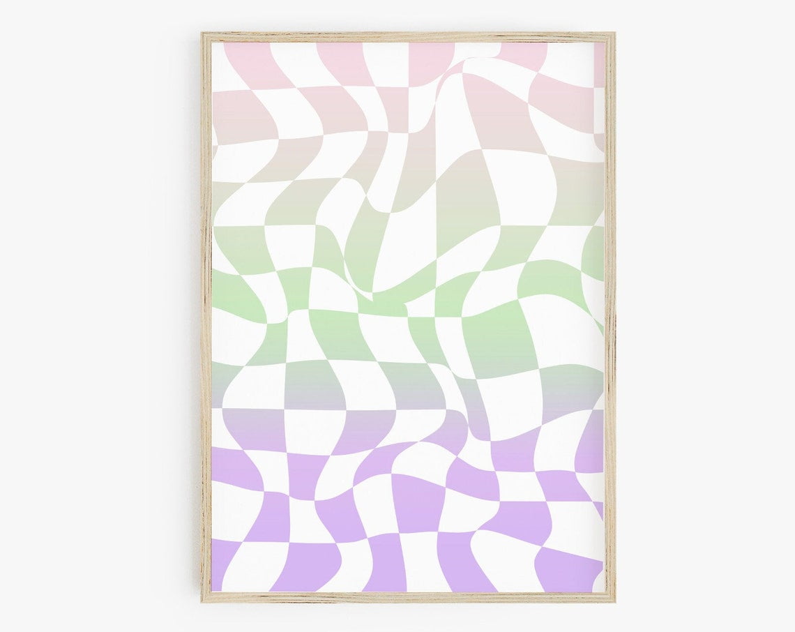 Retro Checker Print, Checkboard Poster, Y2K Poster, Groovy Art Danish ...