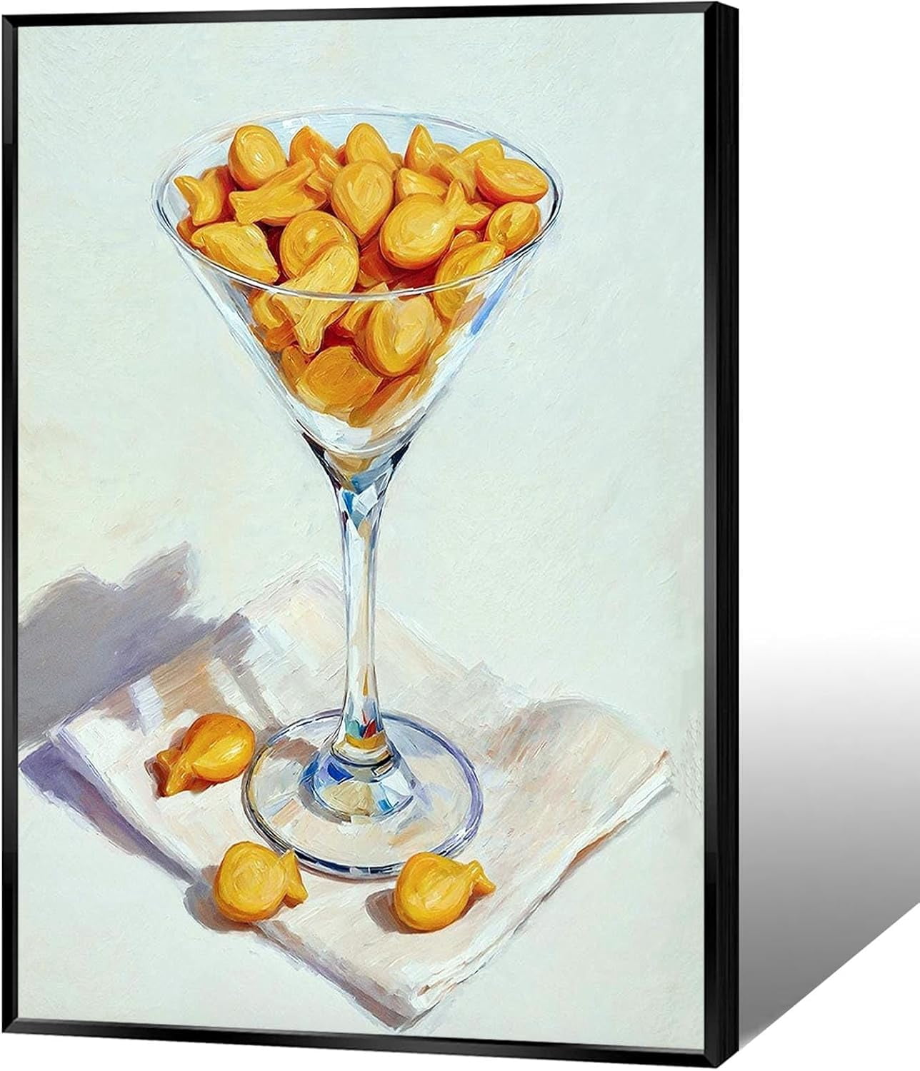 Retro Cheddar Fish Crackers Martini Glass Canvas Posters Trendy Food ...