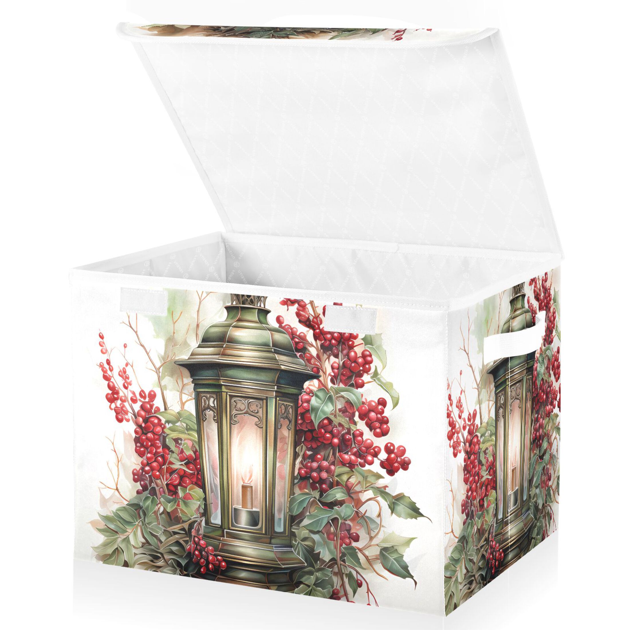 Retro Cherry Pattern Large Lidded Bin Foldable Storage Baskets Boxes ...