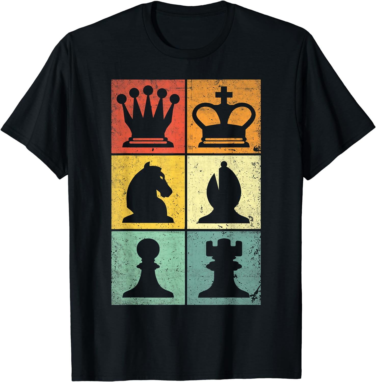 Retro Chess Player Shirt Men Women Kids Chess Pieces T-Shirt Black ...