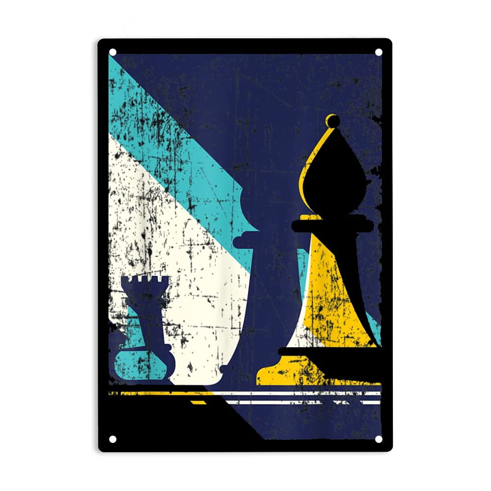 Retro Chess Sign Metal Tin Sign, Chess Player Poster for Home Cafes ...