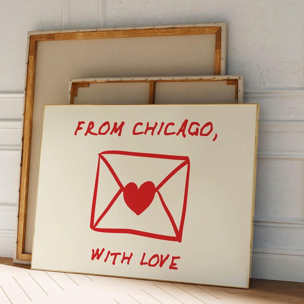 Retro Chicago Art Print: 'From Chicago With Love' Poster UNFRAMED PAPER ...