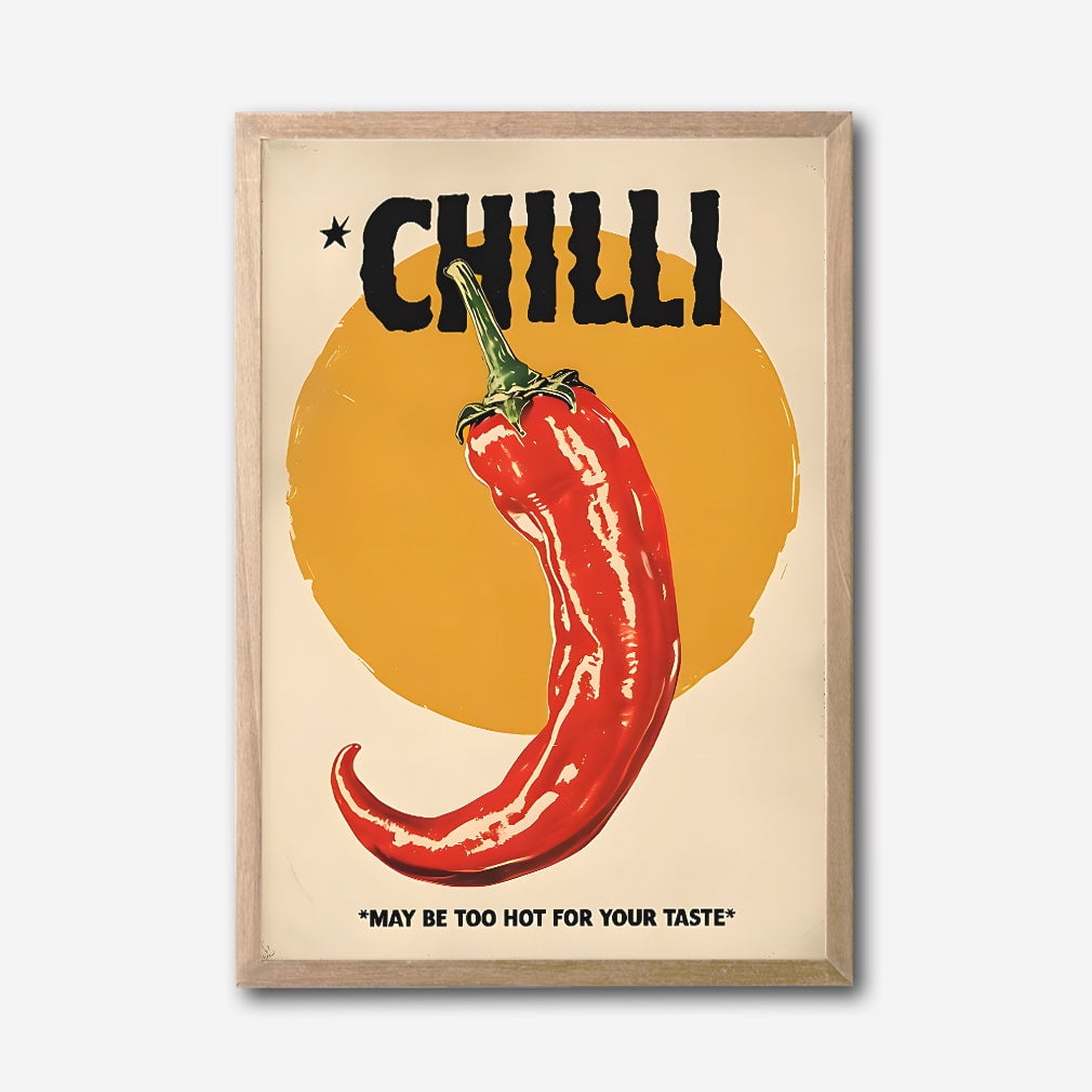 Retro Chilli Pepper Canvas Wall Art Bold Kitchen Decor with Vintage ...