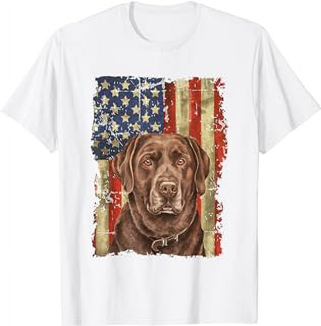 Retro Chocolate Lab With USA Flag Gift Chocolate Lab Dad Mom T-Shirt ...
