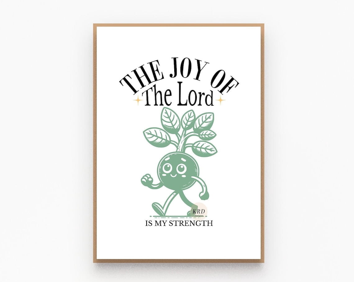 Retro Christian Affirmation Biblical Quotes Artwork The Joy Of The Lord ...