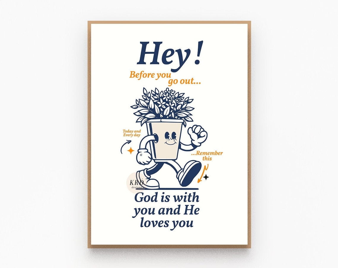 Retro Christian Poster, Biblical Wall Art Quotes, God Loves You Bible ...