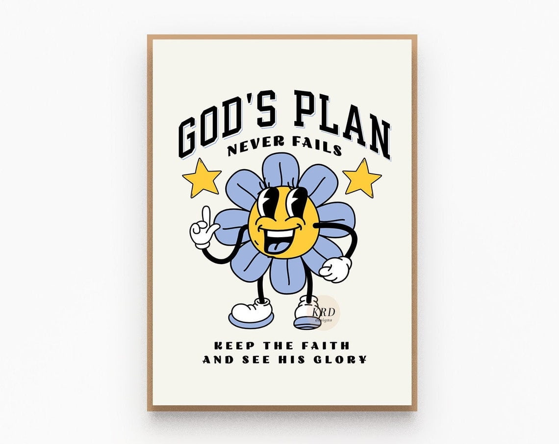 Retro Christian Poster Print, Biblical Faith Affirmations Artwork ...