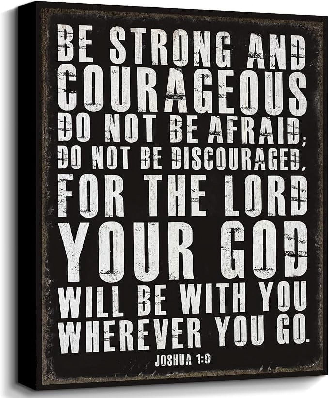 Retro Christian Wall Art Be Strong and Courageous Bible Verses Wall ...