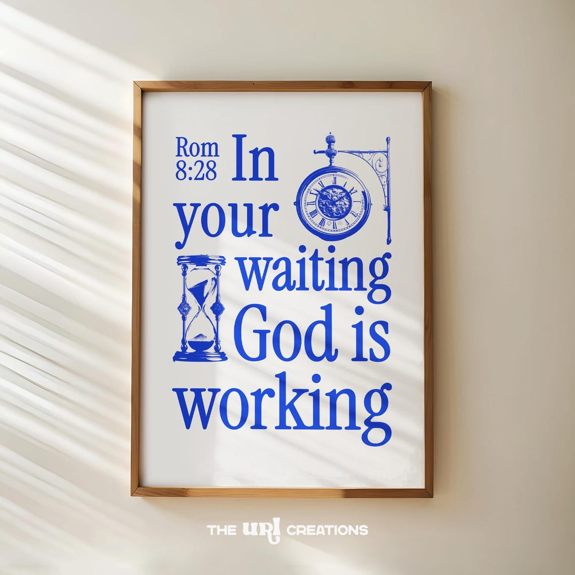 Retro Christian Wall Art Blue Bible Verse Print Daily Affirmation Quote ...