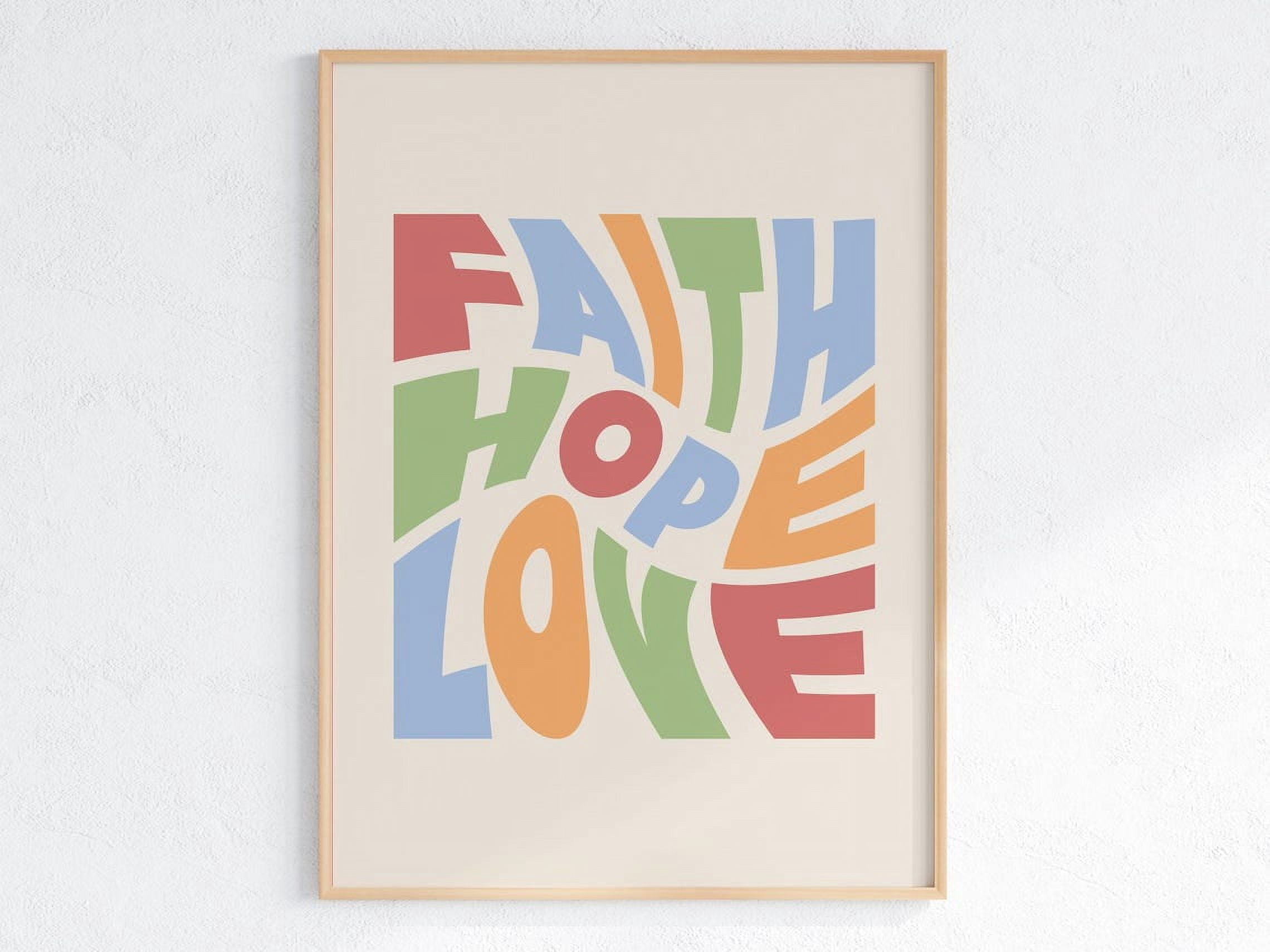 Retro Christian Wall Art, Faith Hope Love, Christian Poster, Bible ...