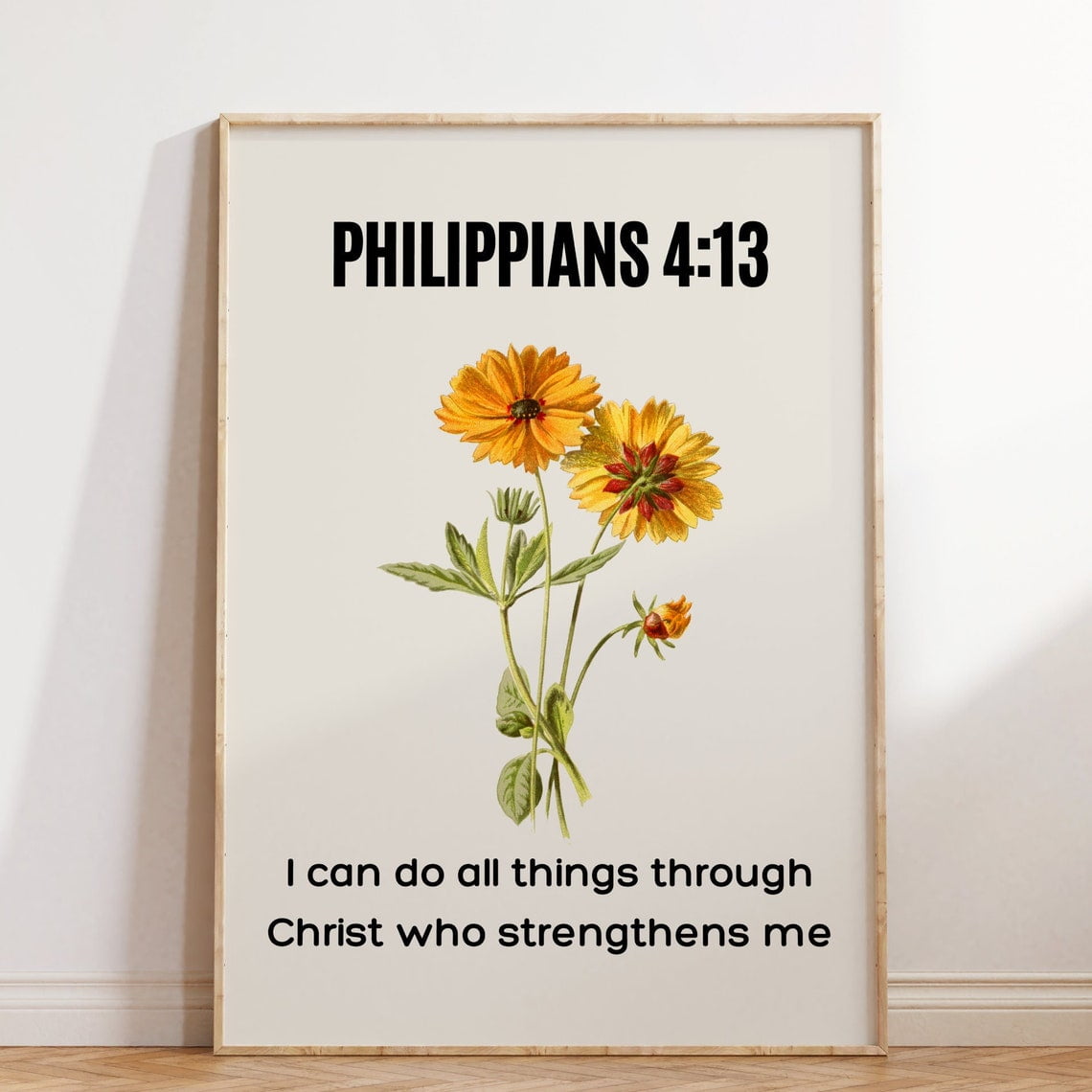 Retro Christian Wall Art, Philippians Scripture, Faith Print, Christian ...