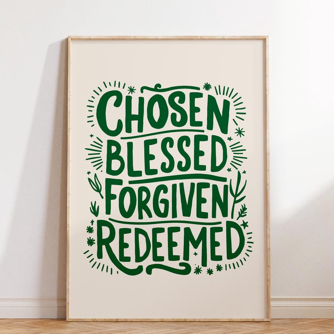 Retro Christian Wall Art Print, Chosen Blessed Forgiven, Art, Retro ...