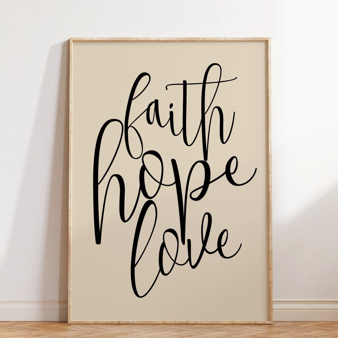 Retro Christian Wall Print Faith Hope Love Print Christian Poster Wall ...