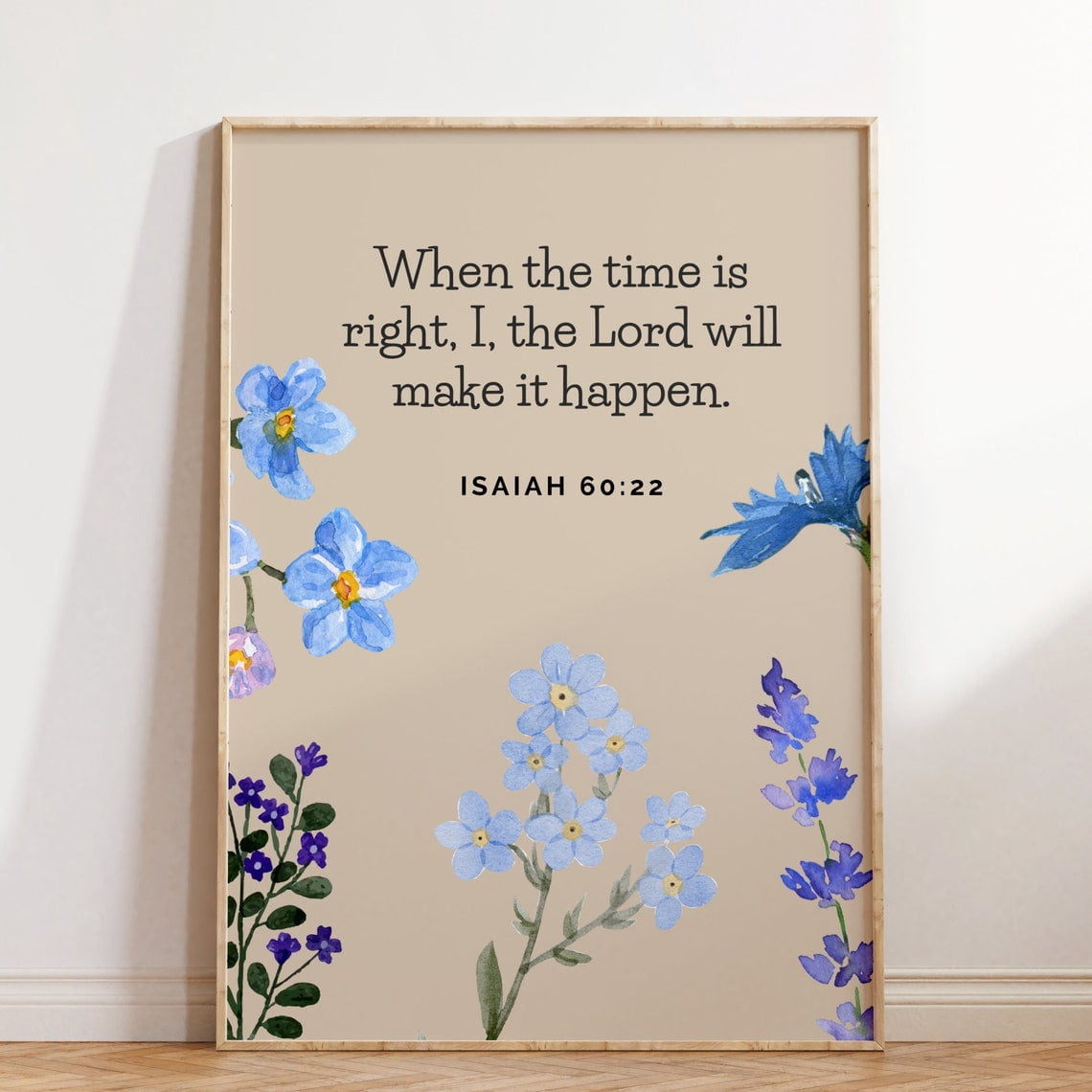 Retro Christian Wall Print, Isaiah Scripture, Wildflowers, Christian ...