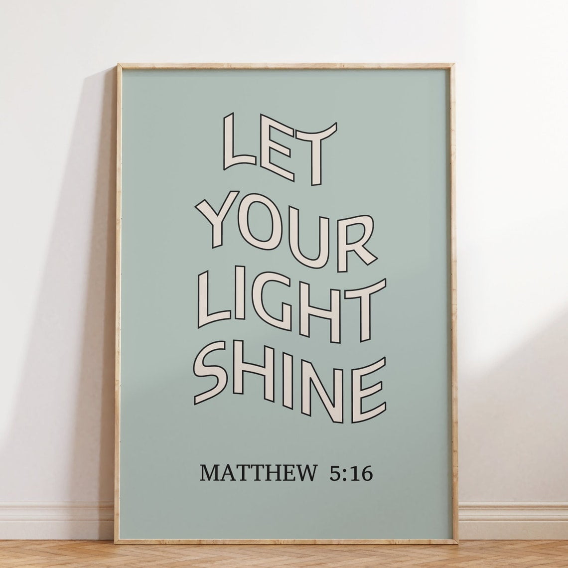 Retro Christian Wall Print, Matthew 5:16, Let Your Light Shine ...