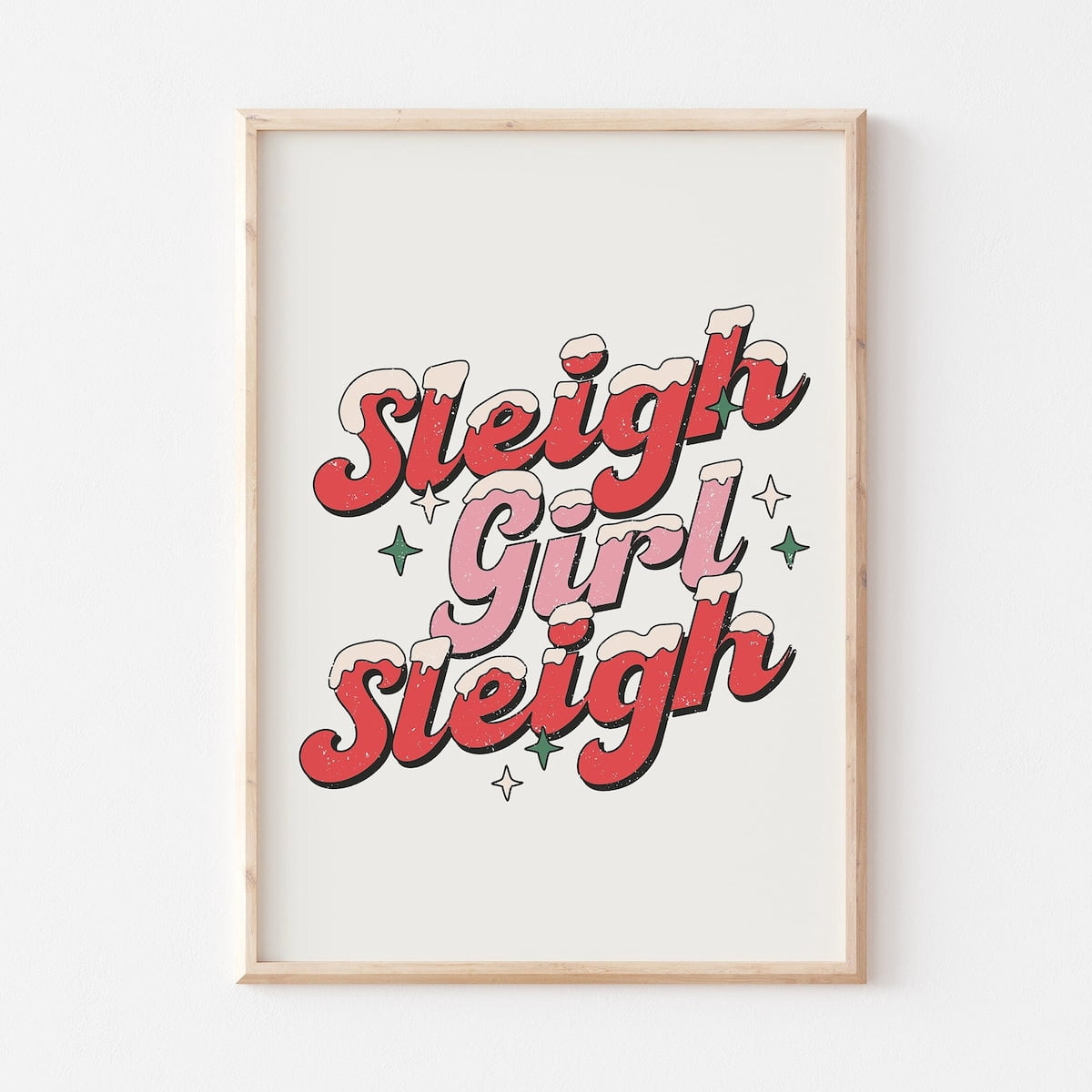 Retro Christmas Print, Rockin Around, Trendy Christmas Wall Art, Red ...