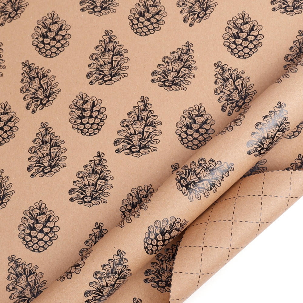Retro Christmas Wrapping Paper Pinecone Berry Christmas Stocking ...