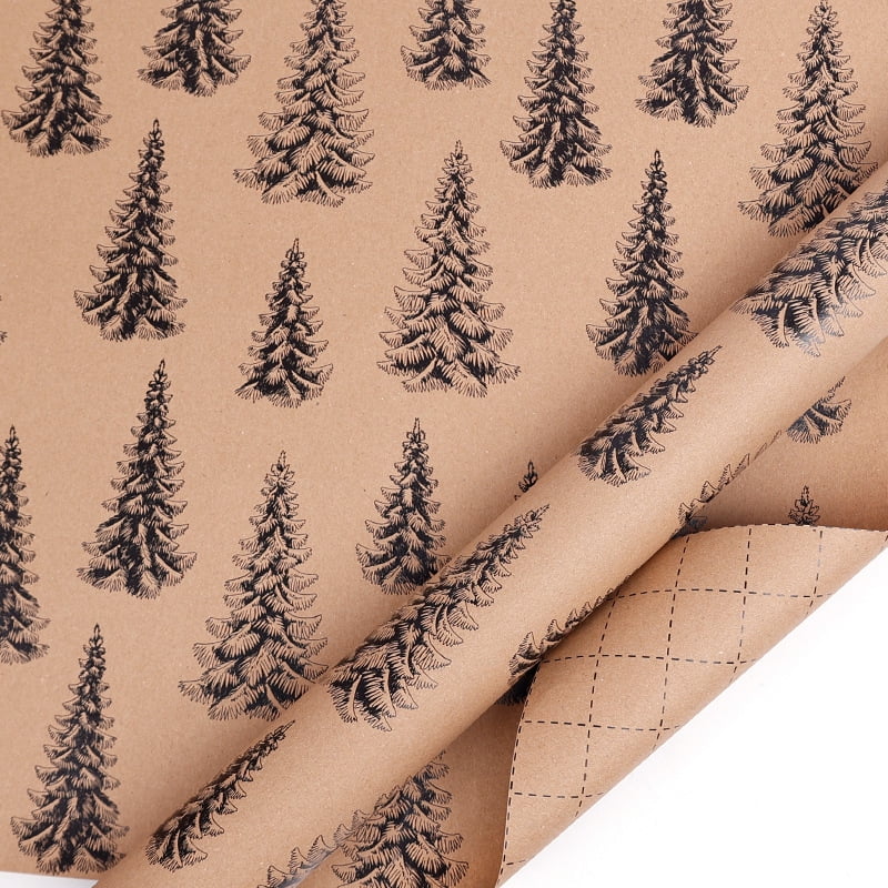 Retro Christmas Wrapping Paper Pinecone Berry Christmas Stocking ...