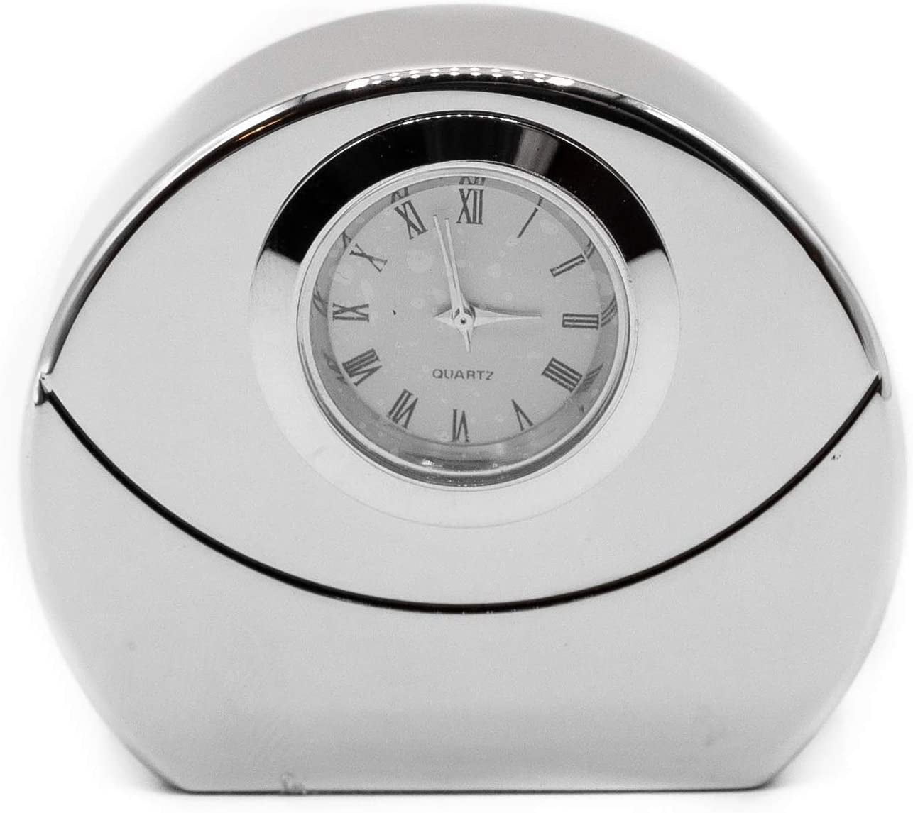 Retro Chrome-Plated Table Desk Wood Silver Slant Clock - Walmart.com