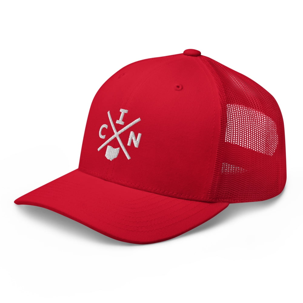 Retro Cincinnati Trucker Hat Mesh CIN Cross Trucker Cap (Red) - Walmart.com