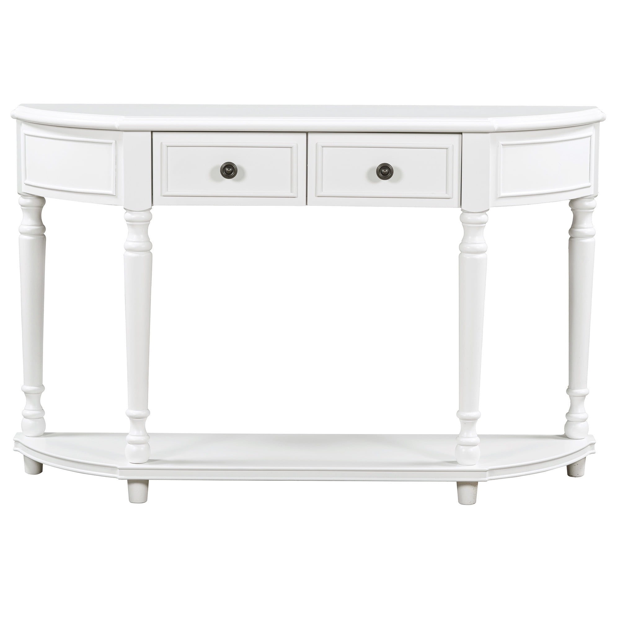 Retro Circular Curved Design Console Table With Open Style Shelf Solid ...