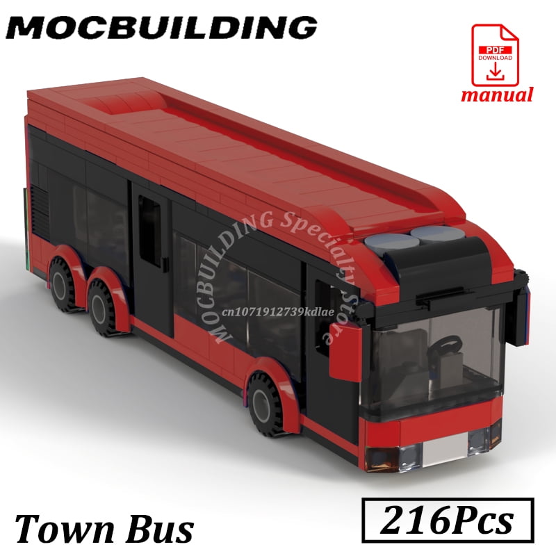 Retro City Bus Vehicle Town Bus Car Passenger Cars School Bus Model MOC ...