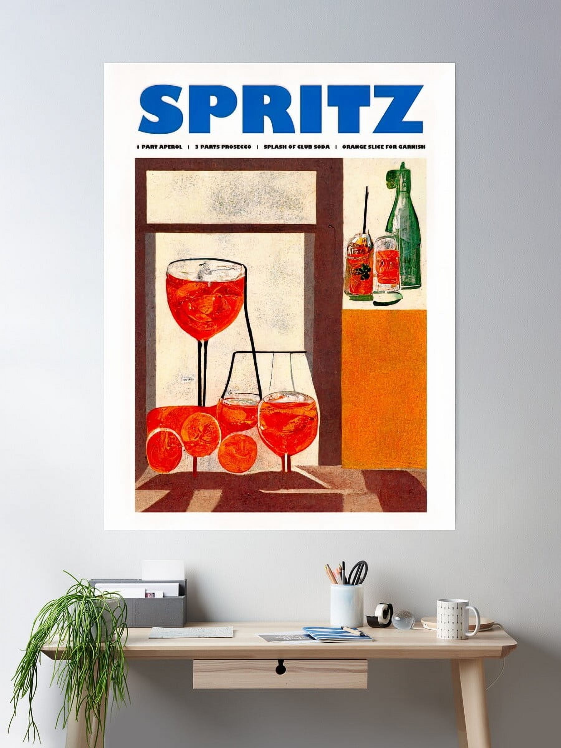 Retro Classic Spritz Poster Drinks At Home Homebar, Kitchen Bar Prints ...