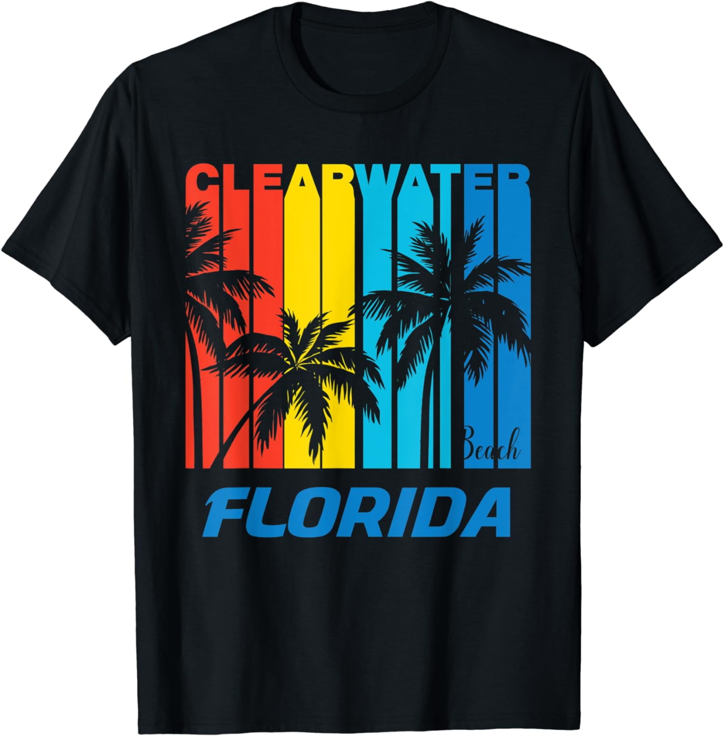 Retro Clearwater Beach Florida Palm Trees Vacation T-Shirt - Walmart.com