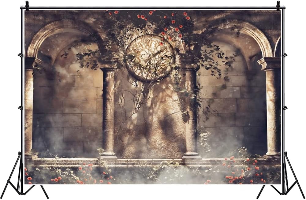 Retro Clock Gothic Backdrop 10x8ft Vinyl Photography Background Rose ...