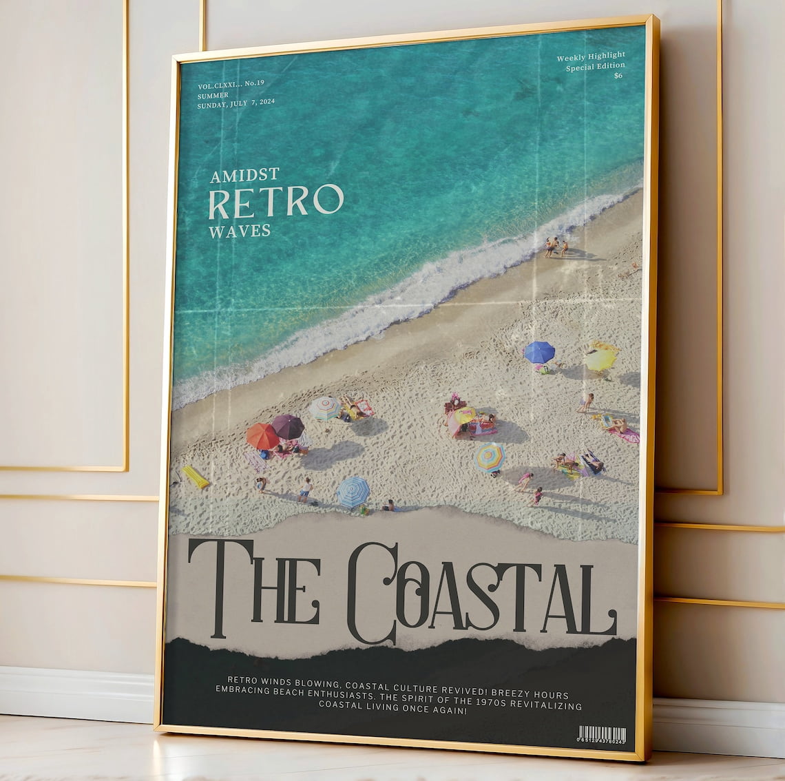 Retro Coastal Art Magazine Cover Beach Wall Art, Beachy Summer Poster ...