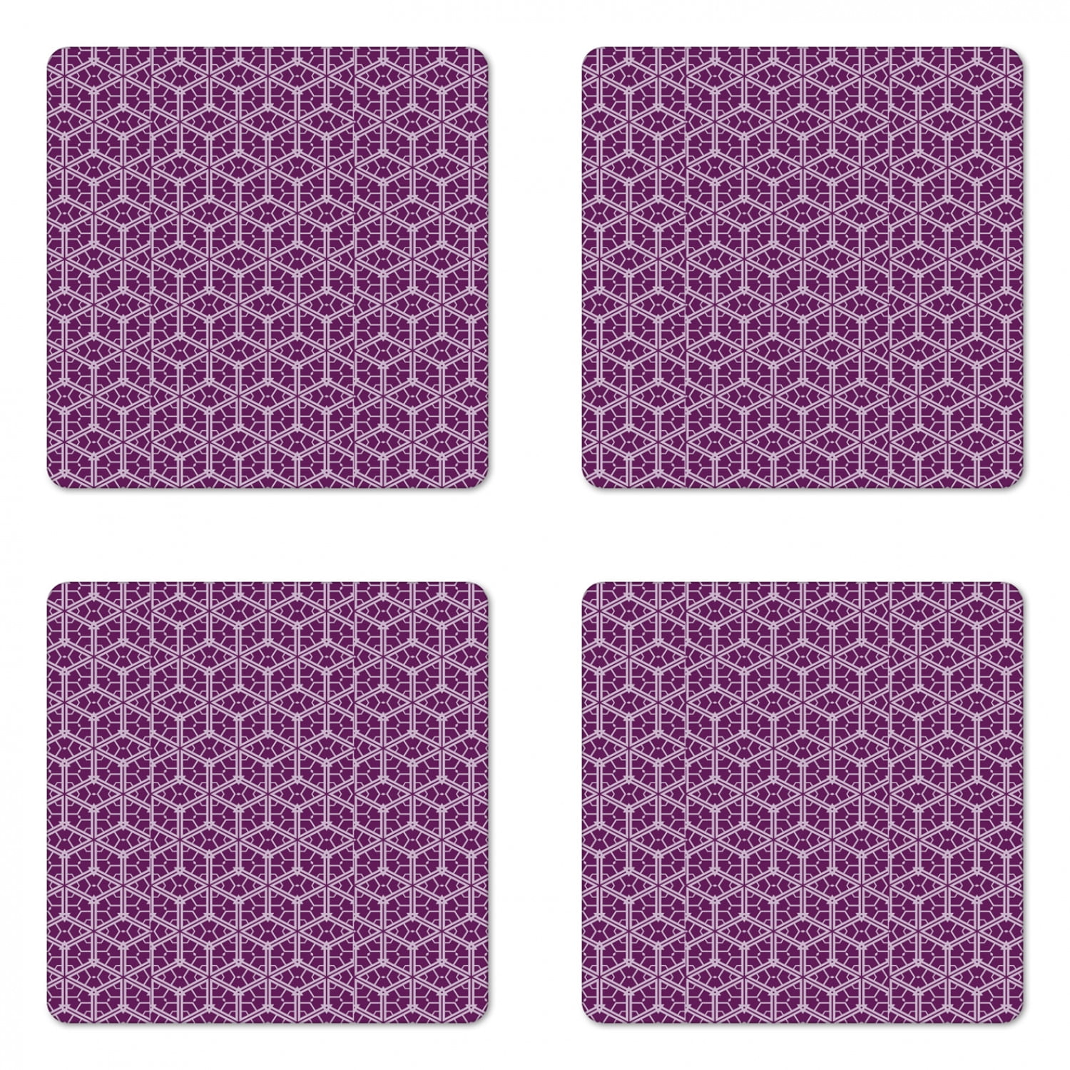 Retro Coaster Set of 4, Abstract Design Crossing Lines Tile Like Motif ...