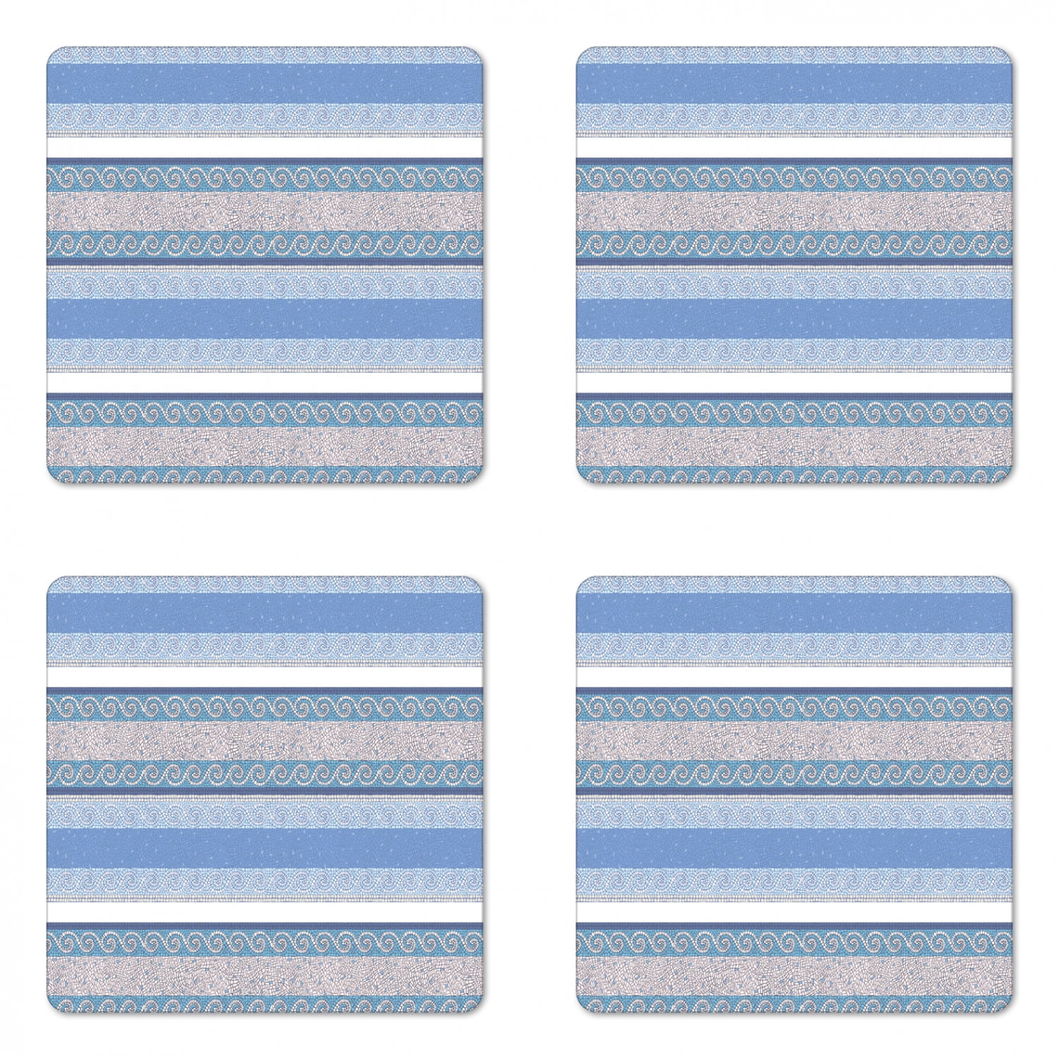 Retro Coaster Set of 4, Mosaic Inspired Borders in Antique Style Swirl ...