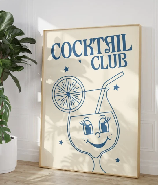 Retro Cocktail Club Character Print NO FRAMED POSTER Home Decor ...