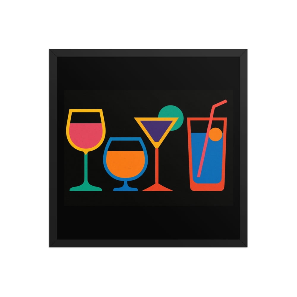 Retro Cocktail Glasses Art Print – Wine, Martini & Highball Abstract ...