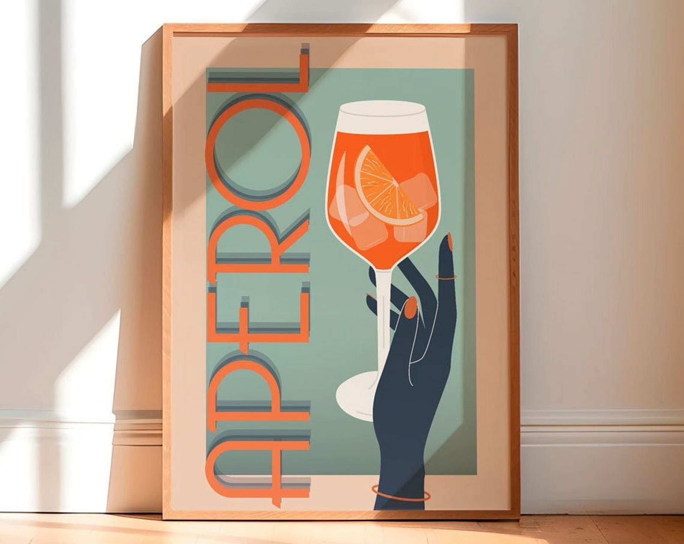 Retro Cocktail Poster, Aperol Spritz, Bar Cart, Vintage Cocktail Poster ...