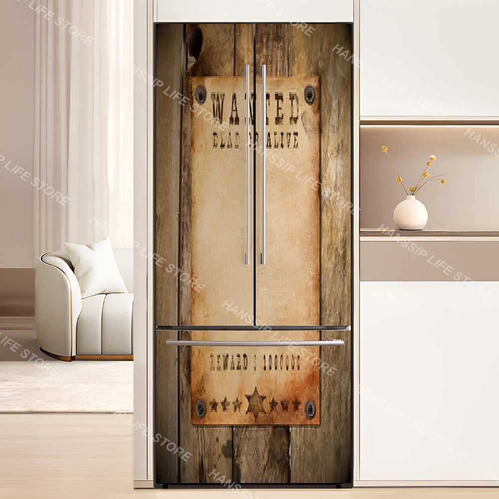 Retro Coffee Beer Poster Fridge Door Wrap Mural Cover Waterproof ...