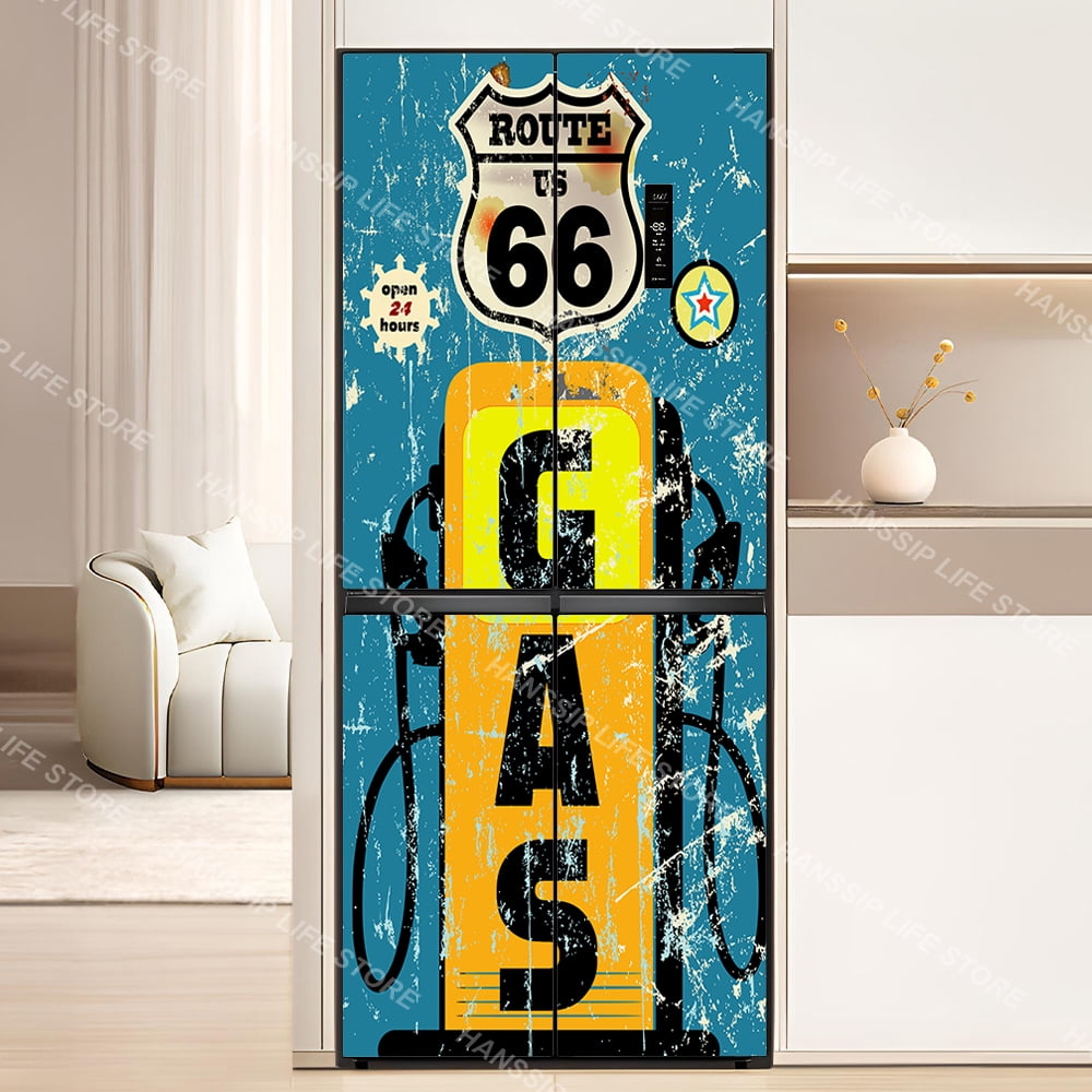 Retro Coffee Beer Poster Fridge Door Wrap Mural Cover Waterproof ...