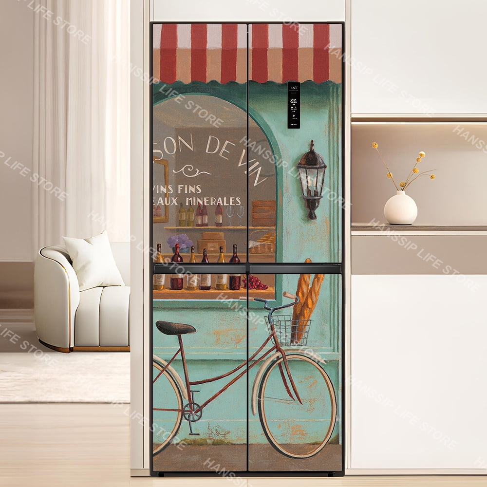 Retro Coffee Beer Poster Fridge Door Wrap Mural Cover Waterproof ...