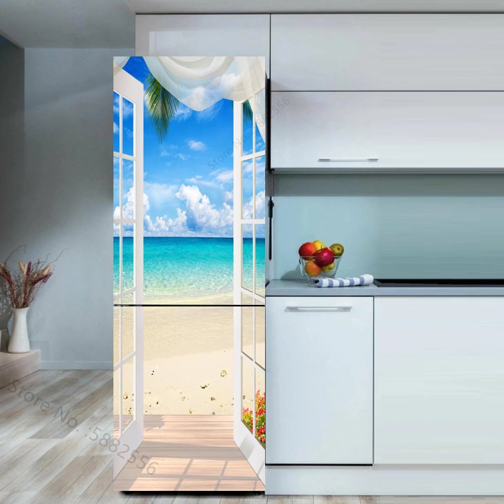Retro Coffee Beer Poster Fridge Door Wrap Mural Cover Waterproof ...