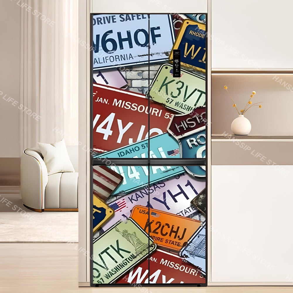 Retro Coffee Beer Poster Fridge Door Wrap Mural Cover Waterproof ...