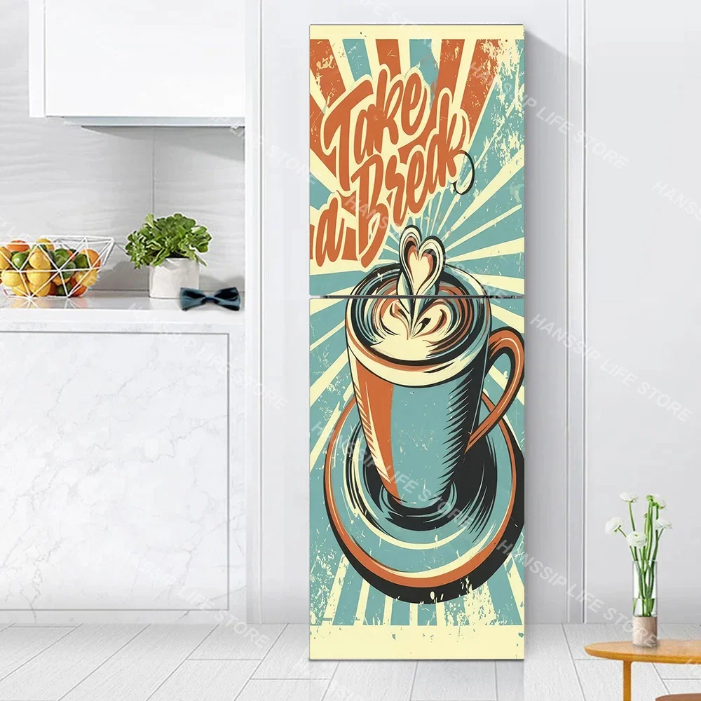 Retro Coffee Beer Poster Rusty Design Fridge Door Sticker Kitchen ...