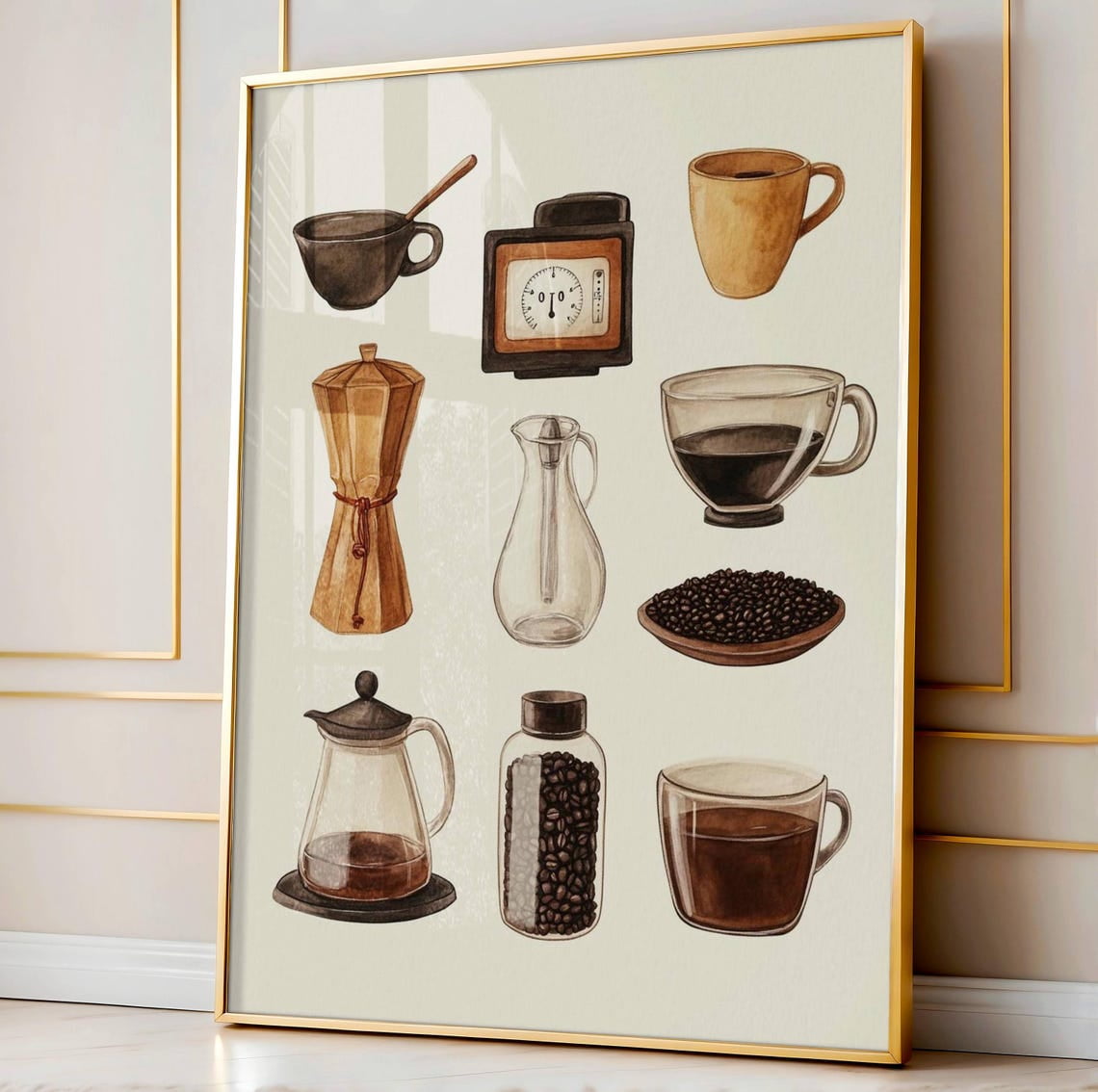 Retro Coffee Chart, Vintage Coffee Poster, Coffee Bar Supplies Print ...